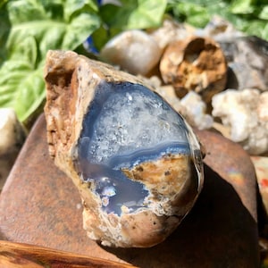 Rare Raw Mt. Airy Blue Agate Geode - Nevada Desert Windowed Gemstone ...