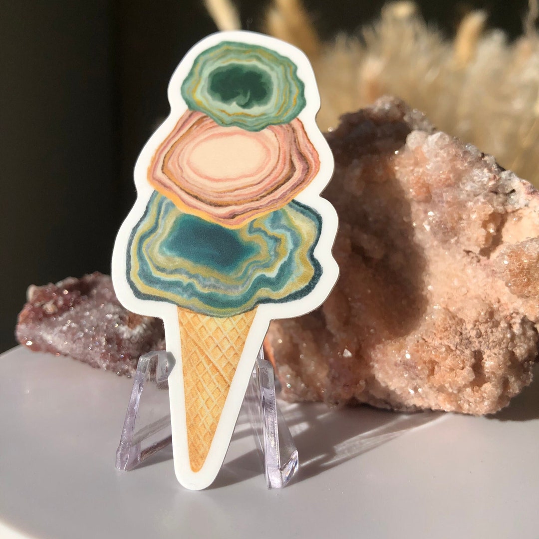 Triple Agate Scoop Ice Cream Cone Sticker Whimsical and Unique Vinyl ...
