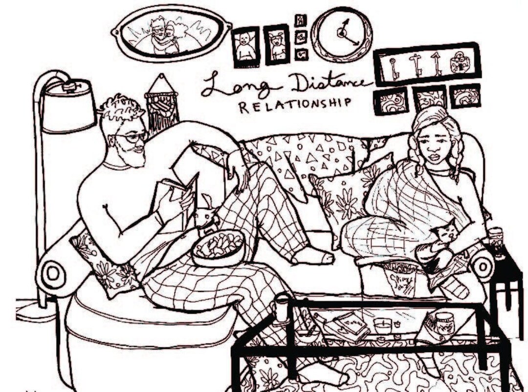 Adult Coloring Page, Long Distance Relationship, Social Distancing ...