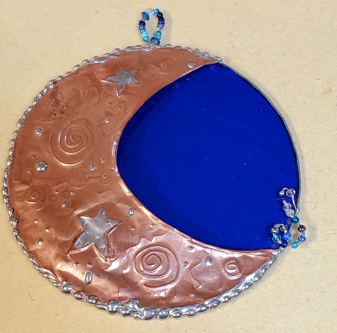 Stained Glass Cresent Moon Window Hanging - Etsy