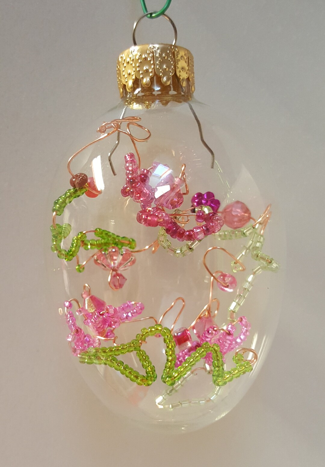 Beaded Easter/spring Glass Egg Ornament - Etsy