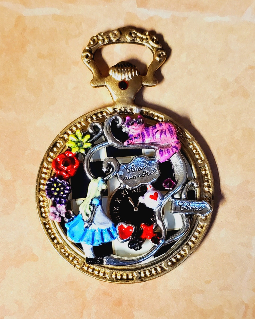 Alice in Wonderland Pocket Watch Pin - Etsy