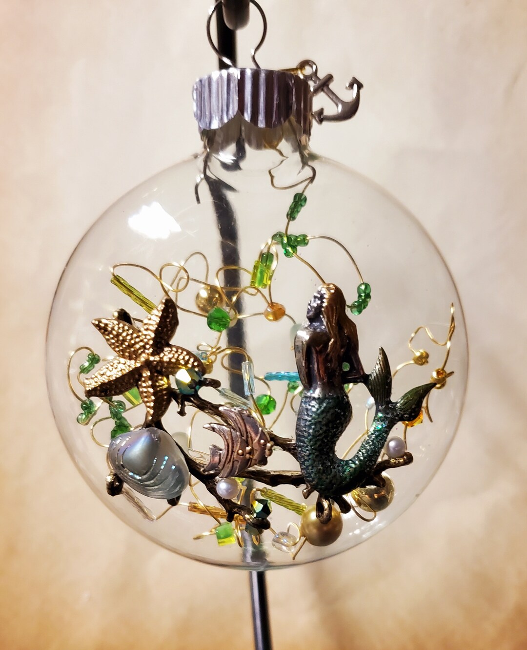 Mermaid Under the Sea Glass Christmas Ornament - Etsy