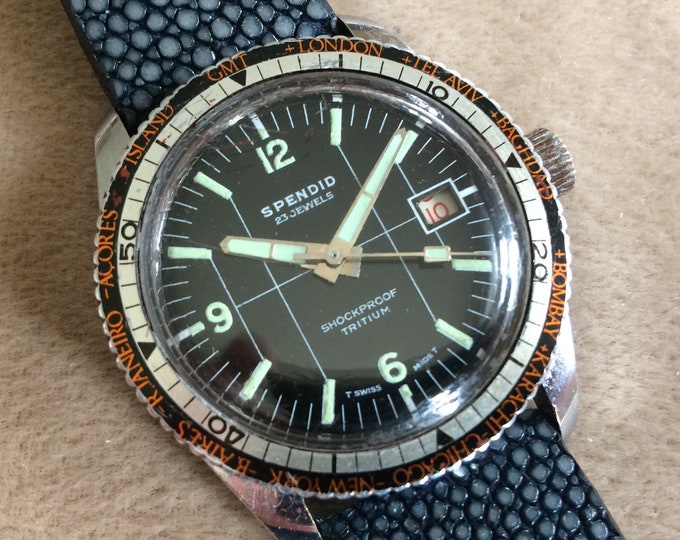 BREITLING Spendid Diver's GMT Watch, Swiss, Steel Vintage 1960 Men's ...