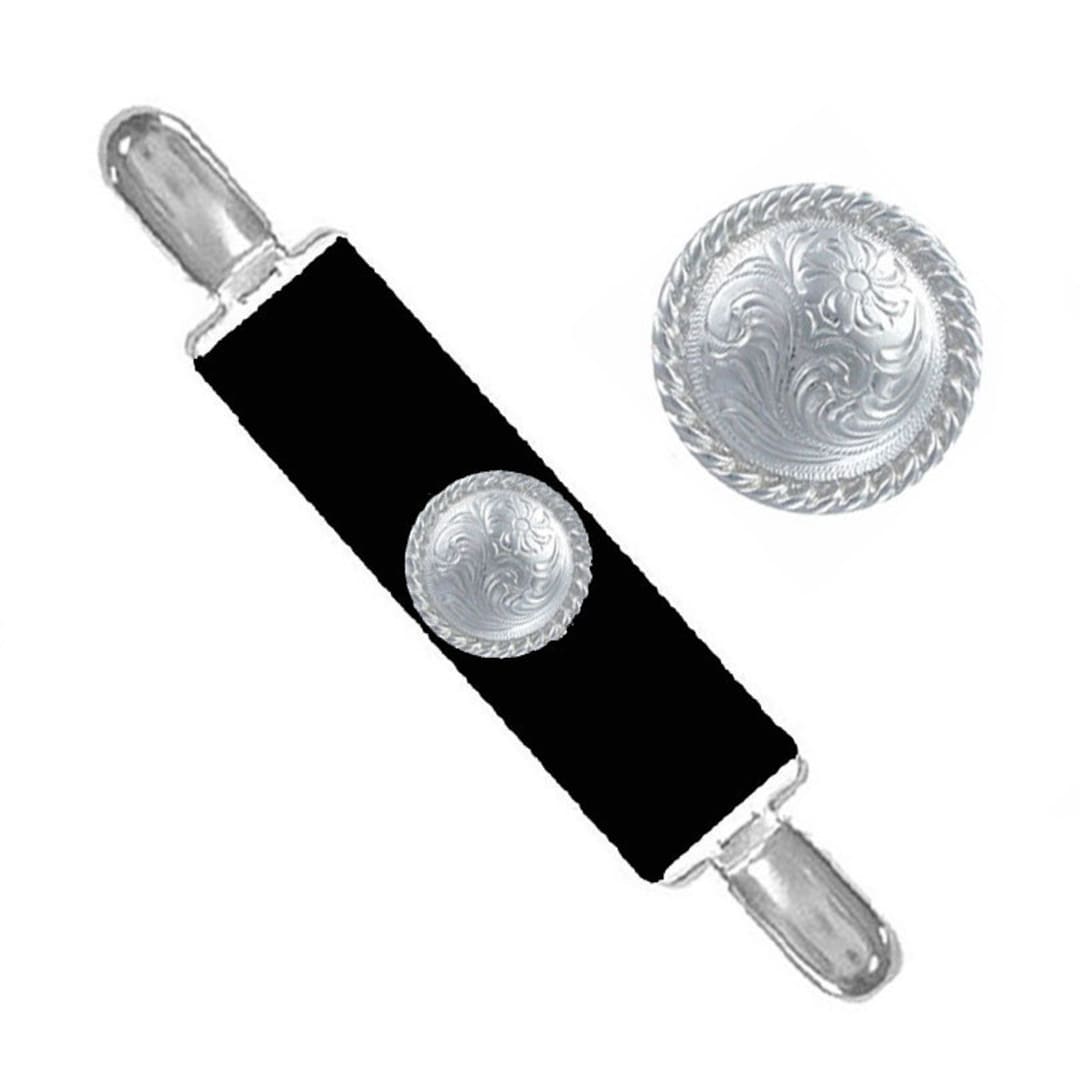 DRESS CLIP With CONCHO Black With Rope Edged Flower Concho 3/4 Width ...