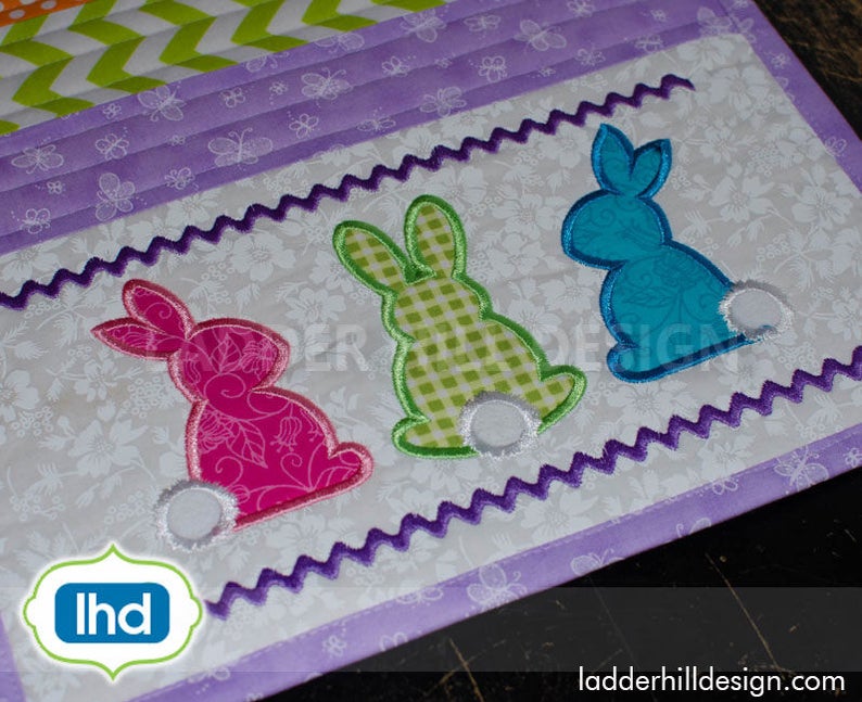 Easter Bunny Applique Design Triple Bunny Applique Rik Rak | Etsy