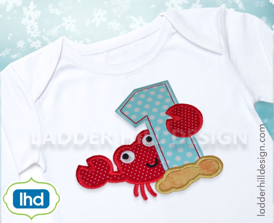 Crab Birthday Number Set Applique Design Machine Embroidery 1 Thru 4 ...
