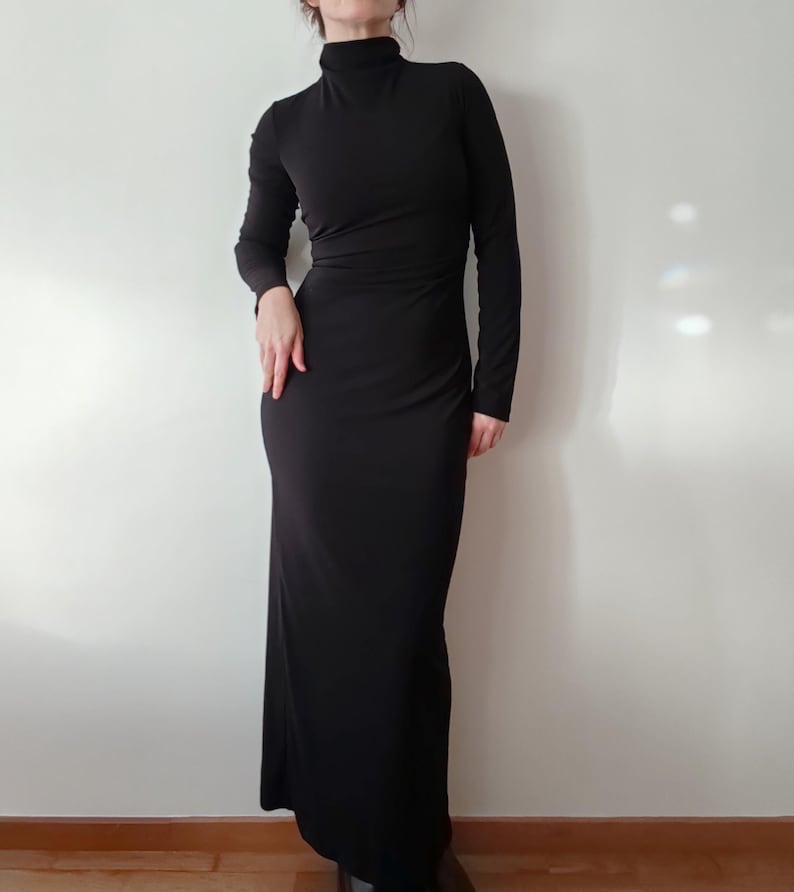Black Turtleneck Maxi Dress. - Etsy