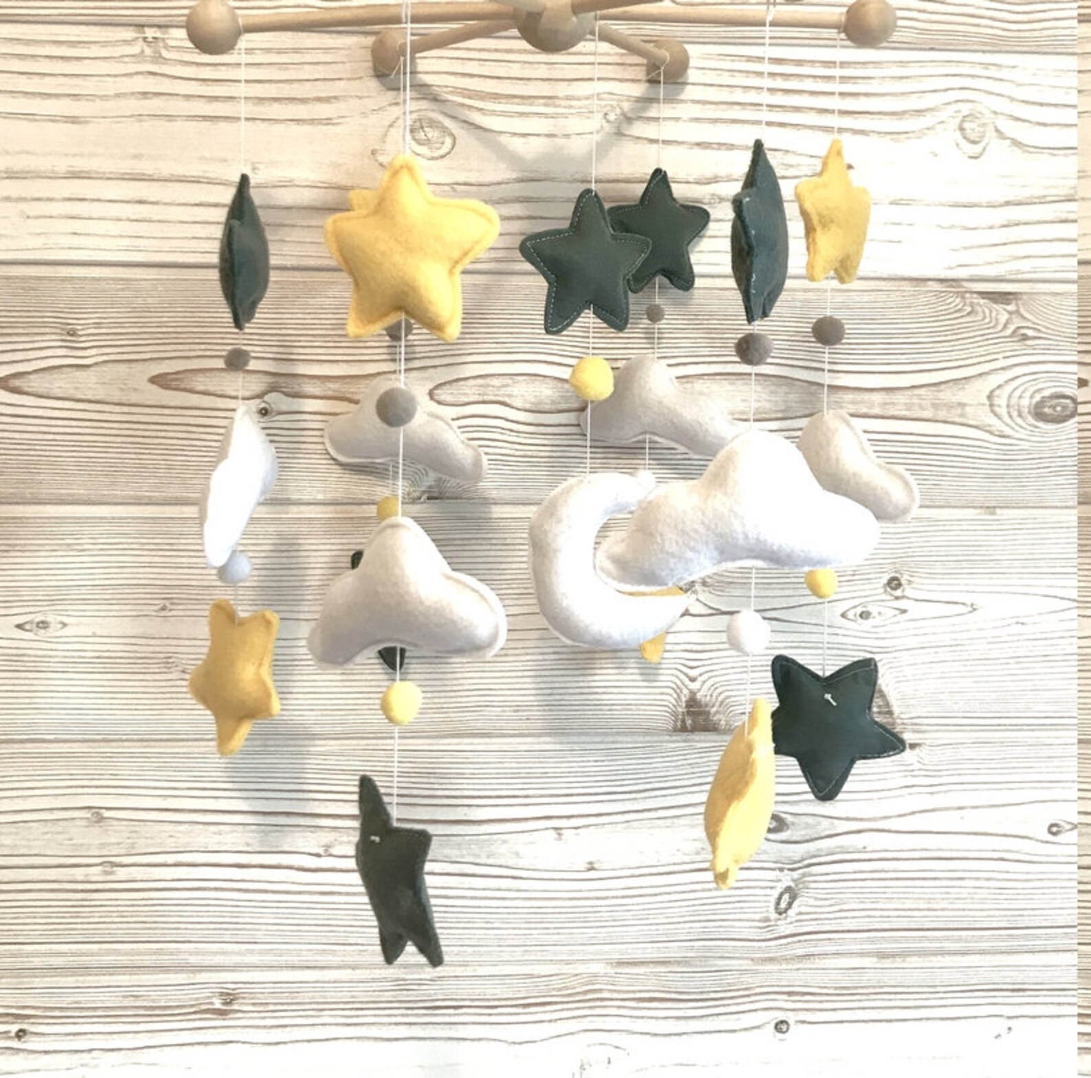 Mobile Clouds Stars and Moon Mobile Baby Mobile Cradle - Etsy