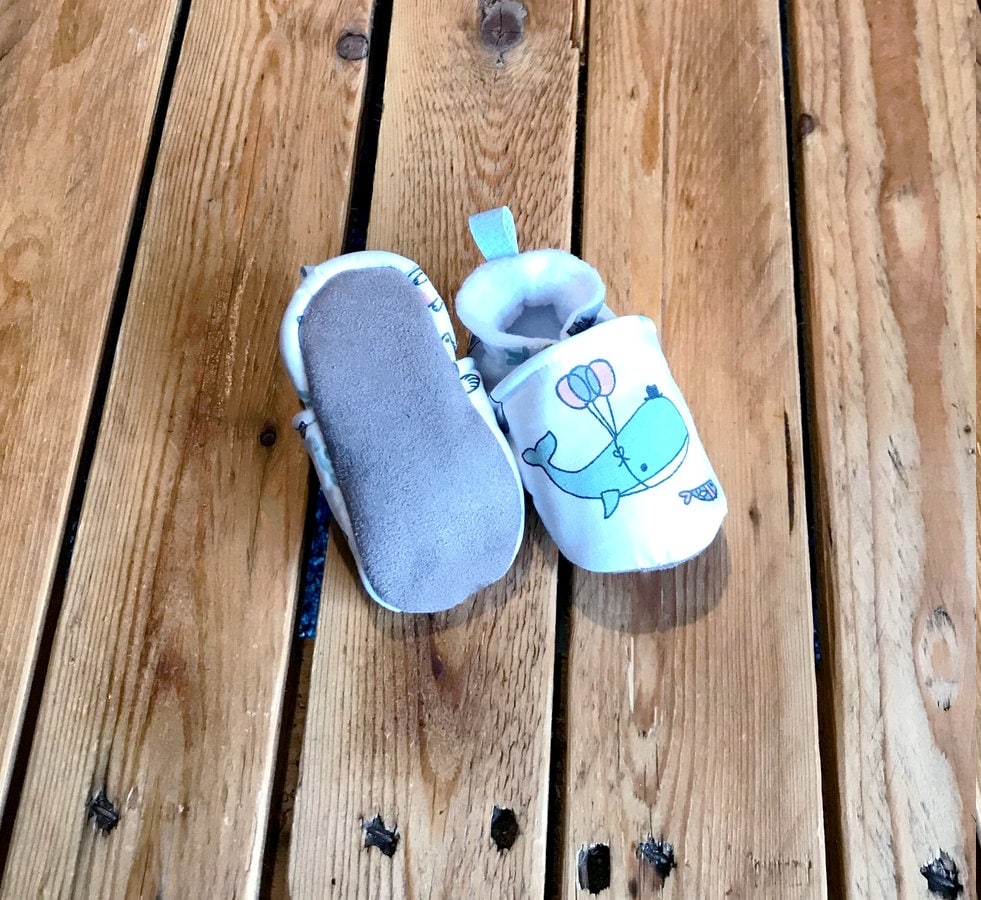 Soft Whale Slippers Cotton and Suede Slippers for the Sole - Etsy UK