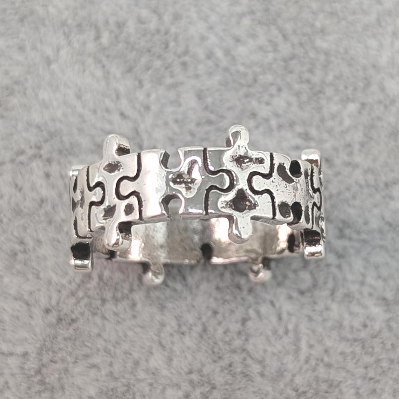 Sterling Silver Puzzle Ring: Adjustable Interlocking Unity Band - Etsy