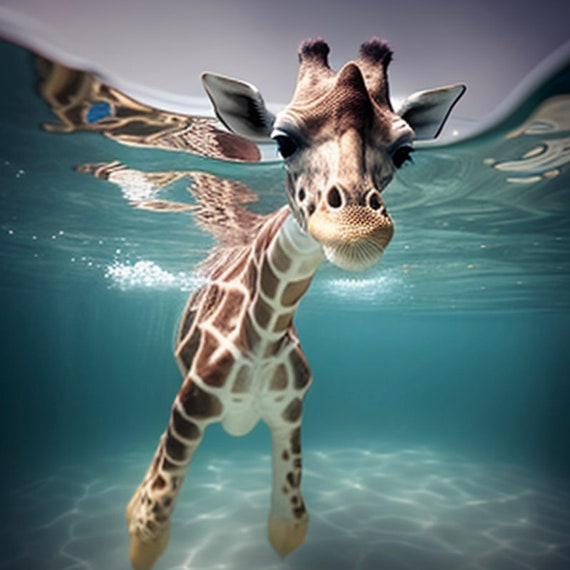 Giraffes Swimming