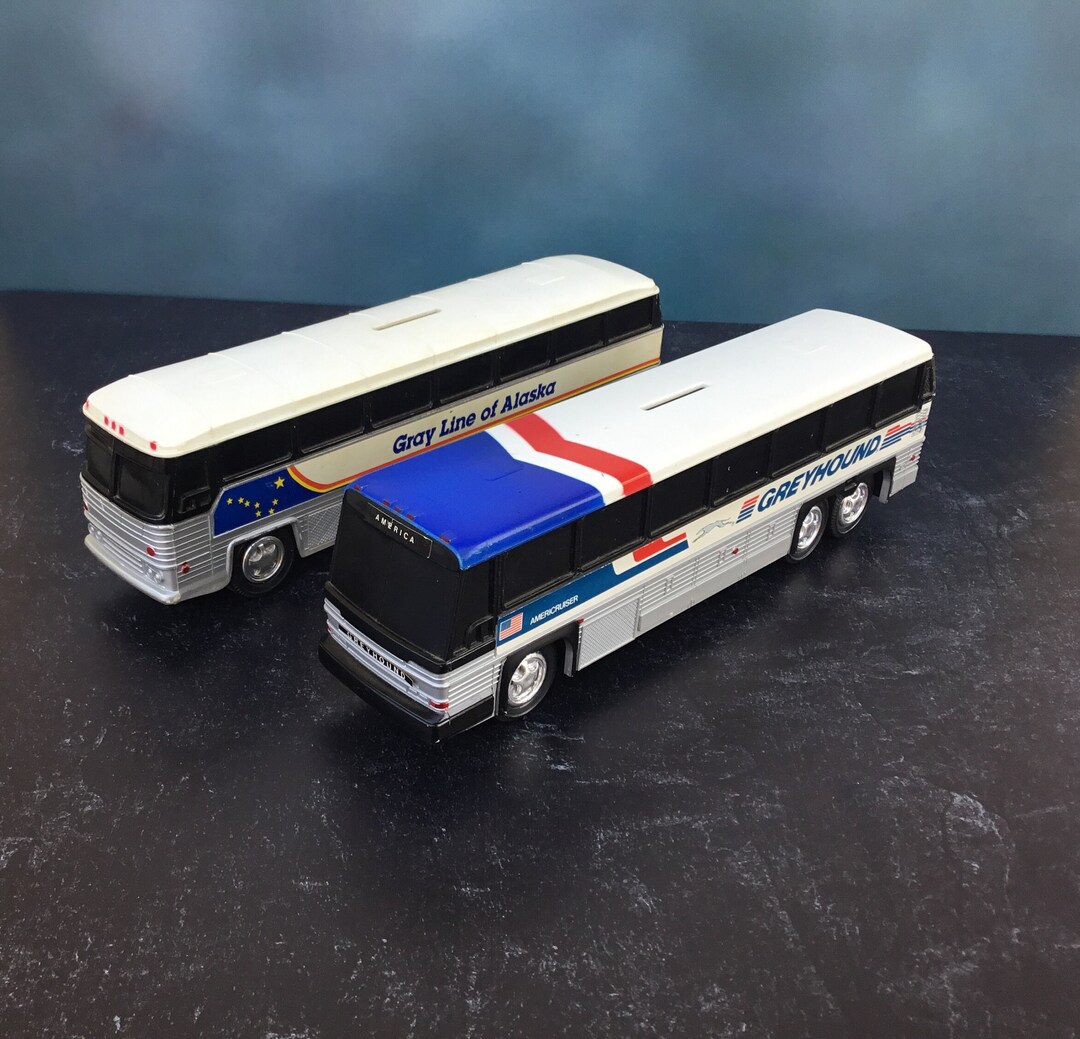 Jimson Plastic Bus Banks, Greyhound, Grey Line of Alaska, Made in Hong ...
