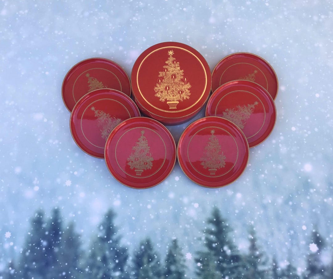 Otagiri Christmas Tree Coasters, Set of 6, MCM Holiday Barware - Etsy