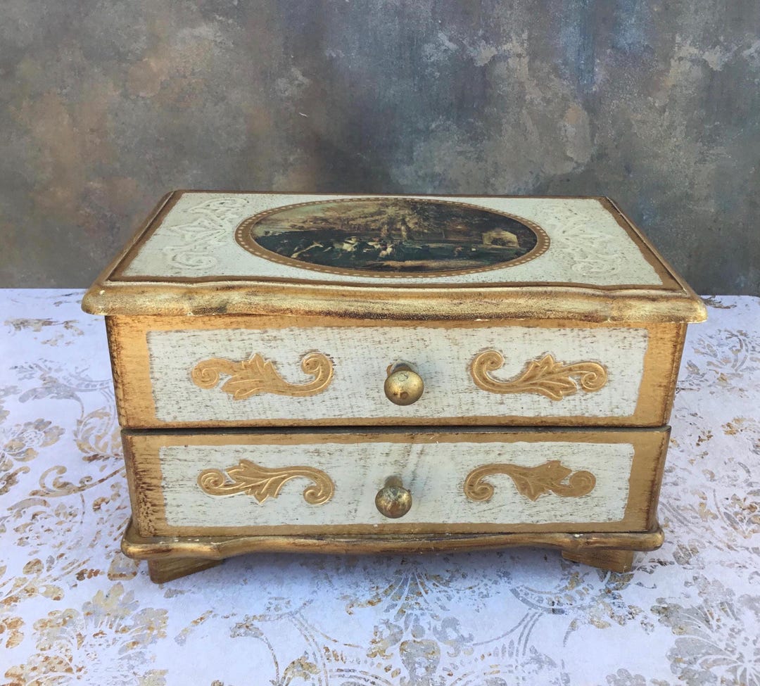 Vintage Gold Florentine Music Jewelry Box, Made in Japan, ‘yesterday ...