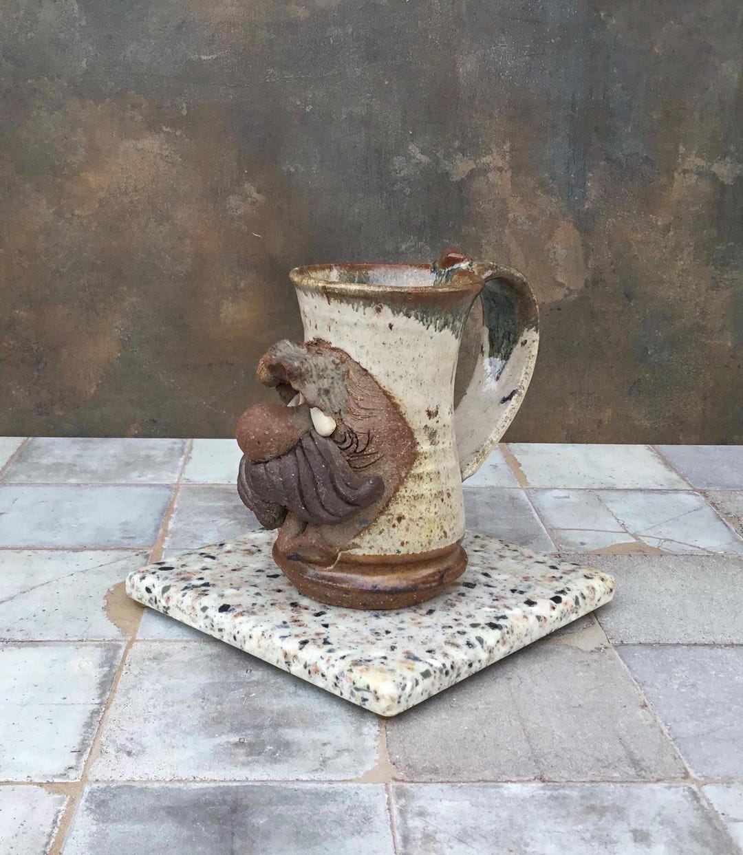 Mahon Made Stoneware Ugly Face Coffee Mug, Signed MMS, 3D Funny Face ...