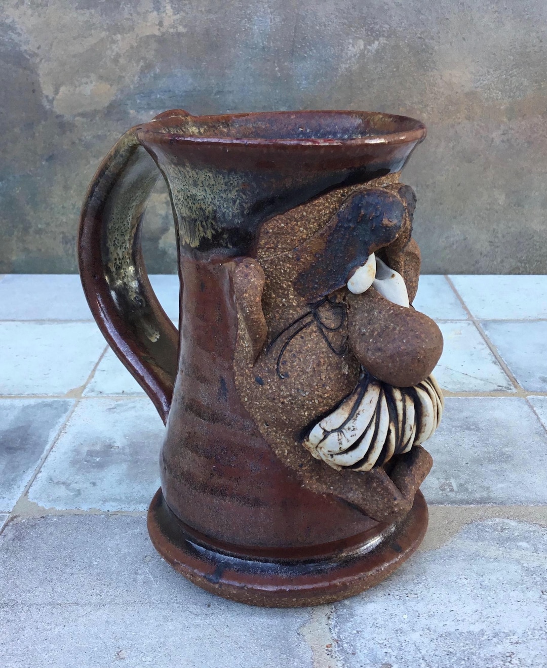 Mahon Made Stoneware Ugly Face Coffee Mug, Artist Signed 3D Funny Face ...