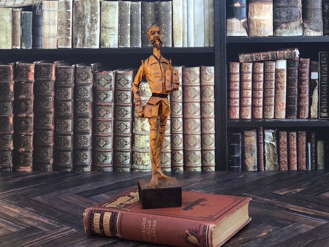 Vintage Hand Carved Wood Don Quixote 9 Inch Statue - Etsy