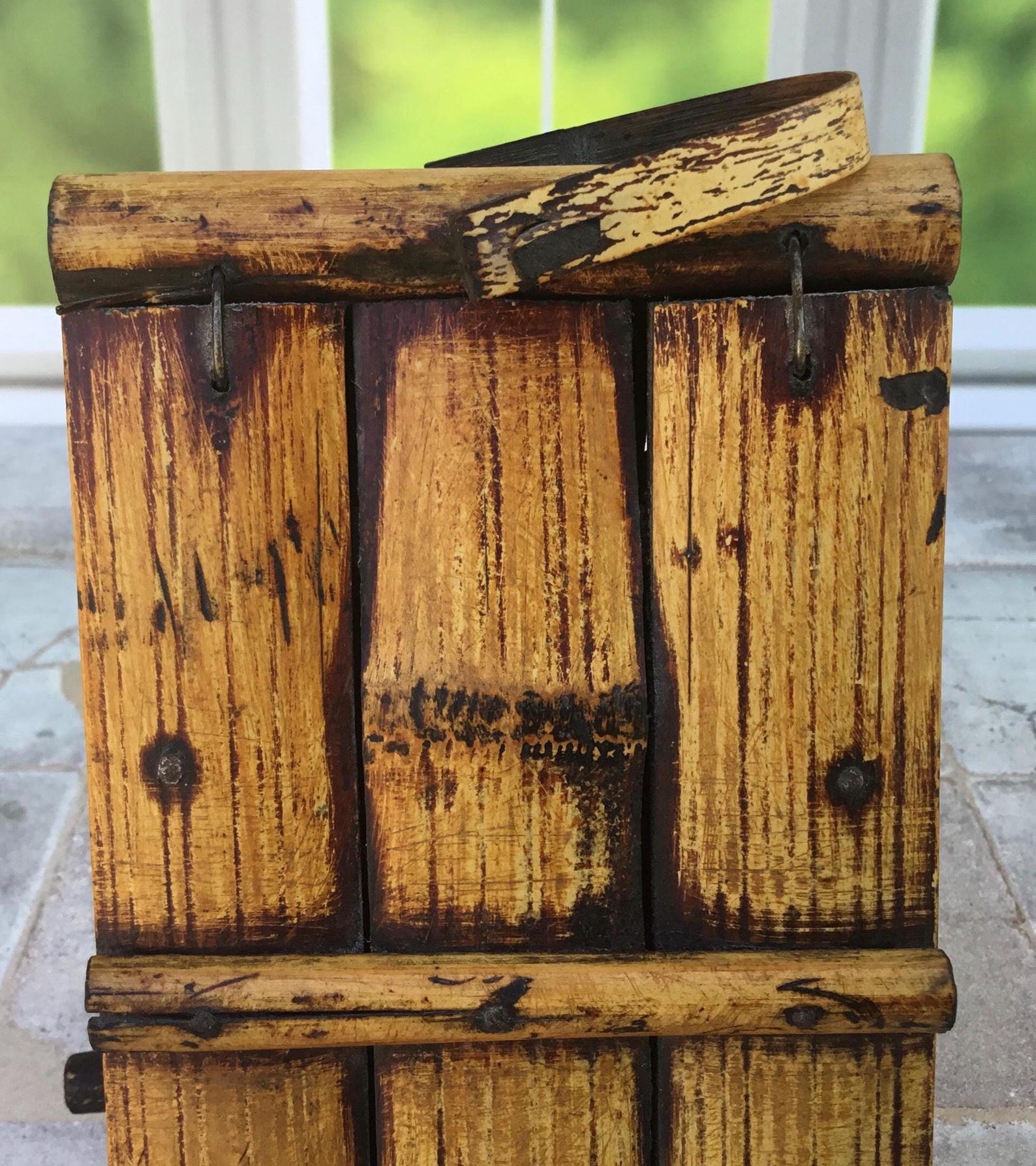 Vintage Bamboo Bird House, Cabin Style A-frame, Patio or Garden Decor ...