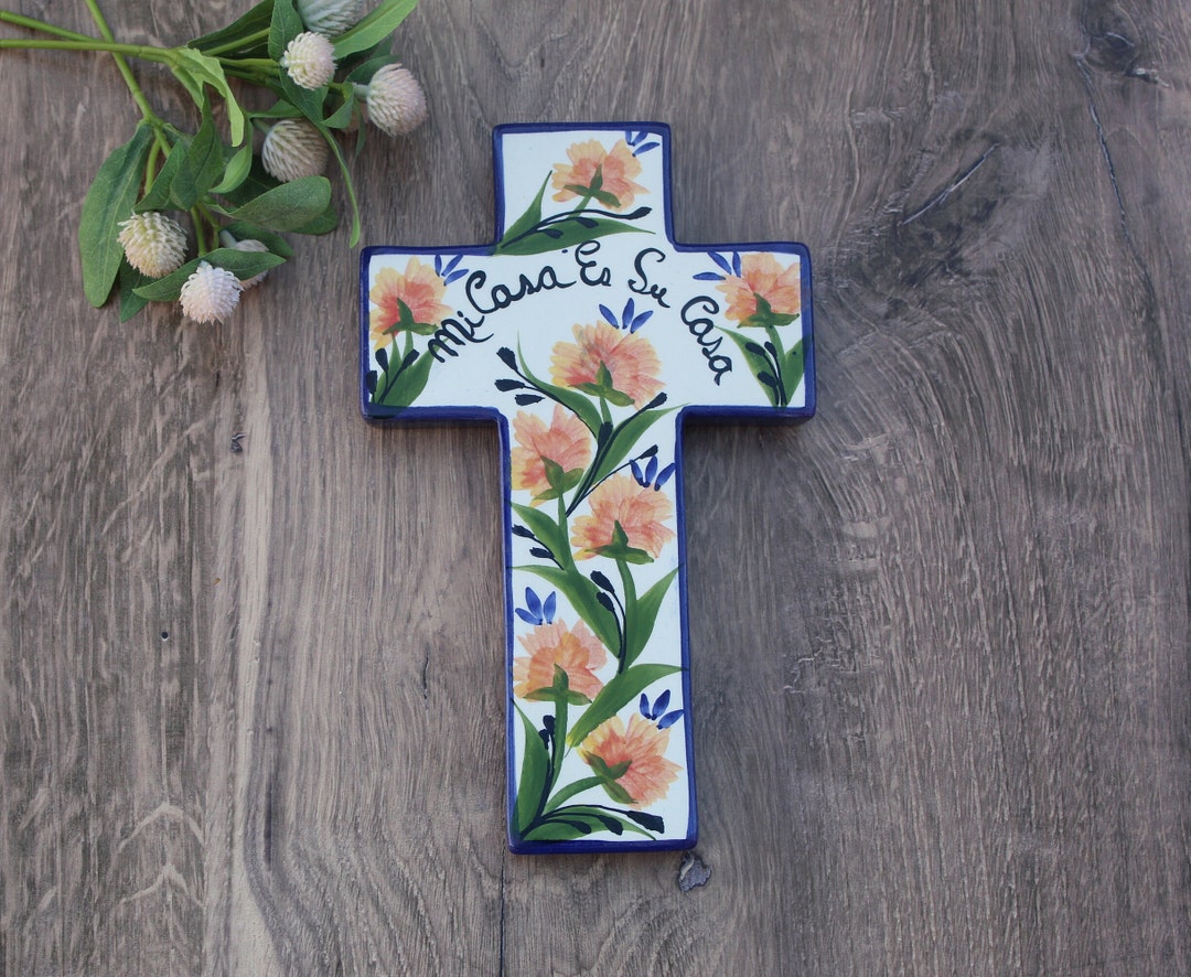 Vintage Ceramic Wall Cross, A La Carte, Made in Mexico, Mi Casa Es Su ...