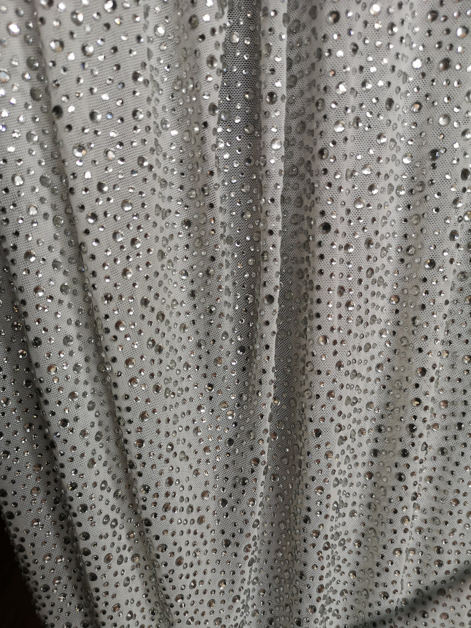 4way Stretch Heavy Rhinestone Fabricfull Crystal Silver - Etsy