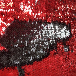 1 Yard Shiny Red/shiny Black Mermaid Sequin Fabric, New Twotone Flip up ...
