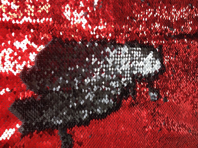 1 Yard Shiny Red/Shiny Black Mermaid Sequin Fabric New | Etsy