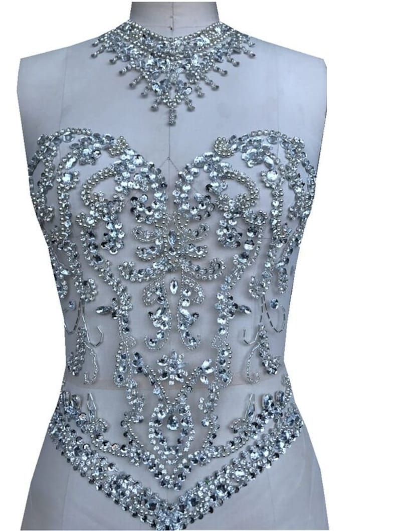1PC Silver White Beaded Lace Appliquegorgeous Lace - Etsy