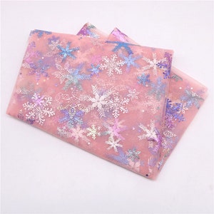 1yard Iridescent Snow Tulle Fabric,snow Print on Tulle Fabric,party ...