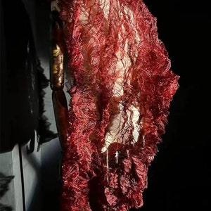 Red Crinkle Organa Fabric,iridescent Holographic Magic Gauze Fabric ...