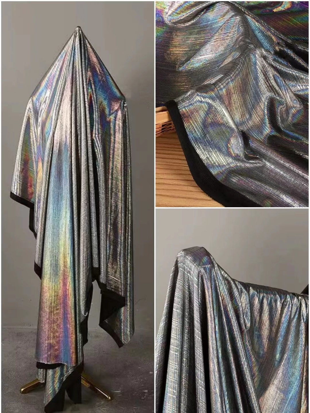 Iridescent Silver Spandex Fabric,2way Stretch Holographic Fabric,spakle ...