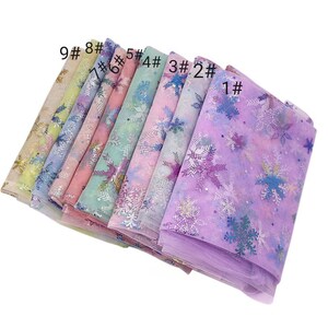1yard Iridescent Snow Tulle Fabric,snow Print on Tulle Fabric,party ...