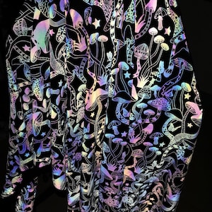 1 Yard 4-way Stretch Midnight Reflective Fabric,iridescent Rainbow ...