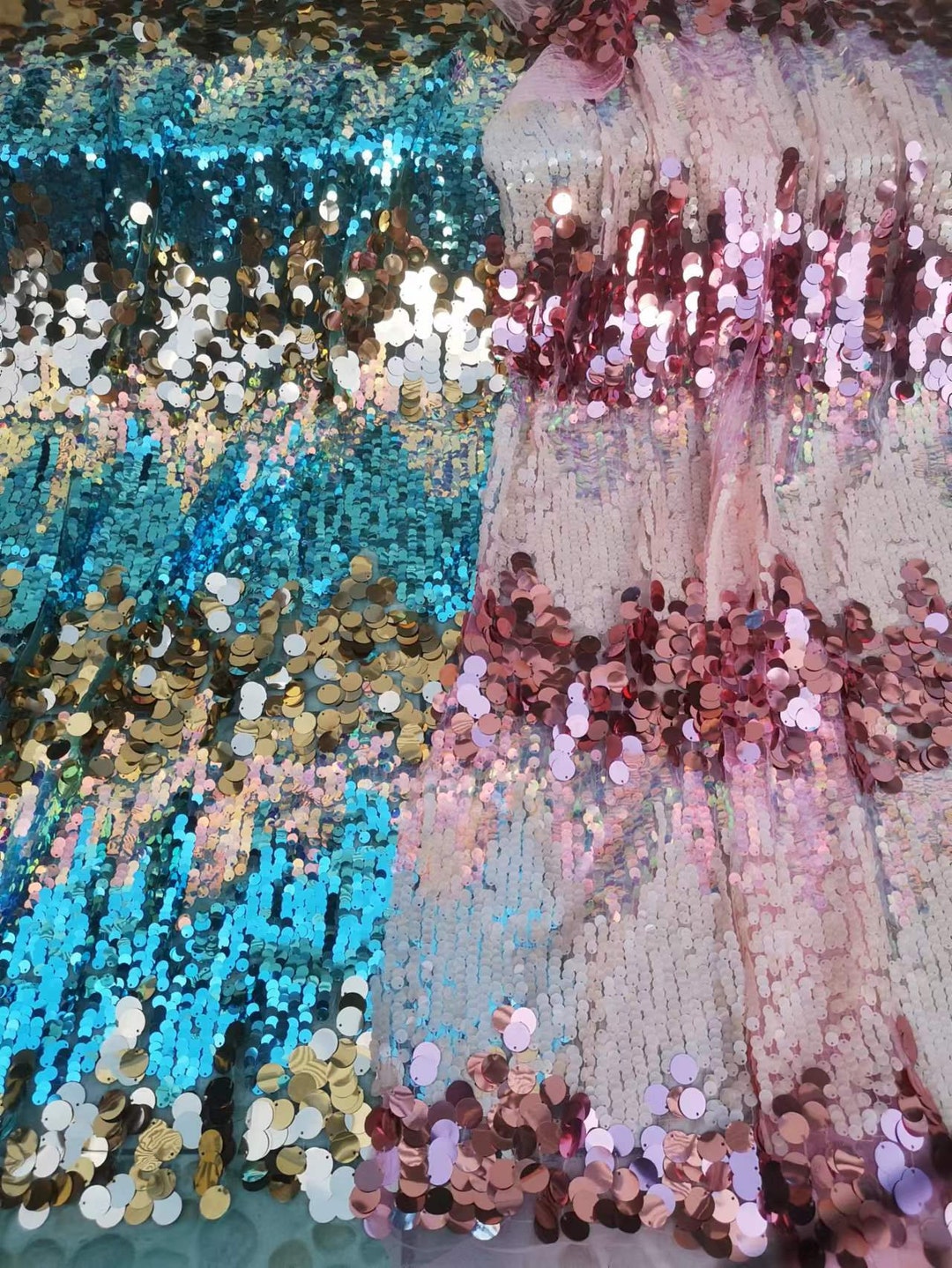 1yard Multi Color Sequin Fabric,mix Colors of 18MM+9MM Sequins ...