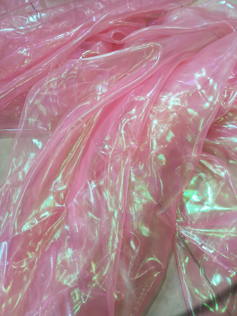 1yard Iridescent Rose Pink Gauze Fabricholographic Organza - Etsy