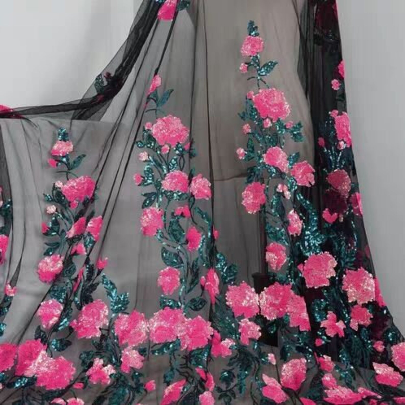 1 Yard Rose Sequin Dress Fabricembroidery Sequin Dresses - Etsy