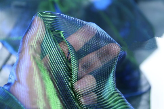 1yard Iridescent Blue Green Mesh Fabric2way Stretch Soft - Etsy