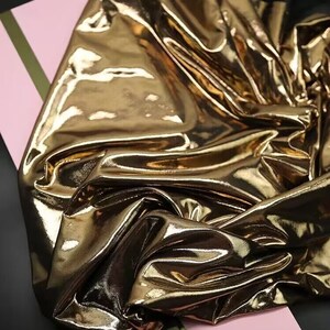 1 Yard Gold Shiny Fabric,metal Color Fabric,4way Stretch Spandex Fabric,silver Foil Print Fabric ...