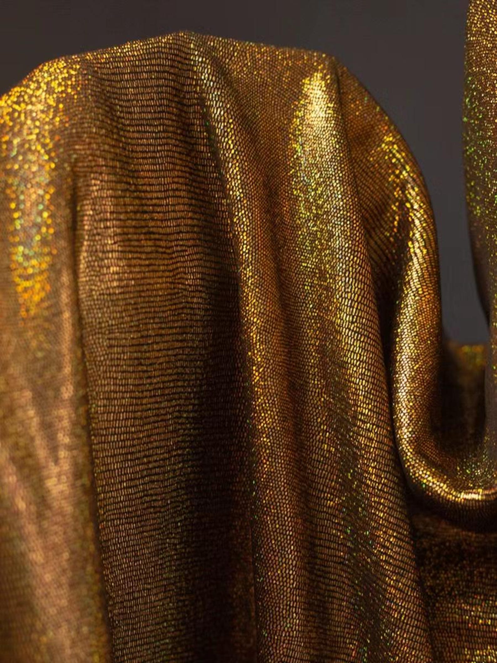 Iridescent Holographic Gold Sequin Fabric,mini Sequin Were Stick on ...