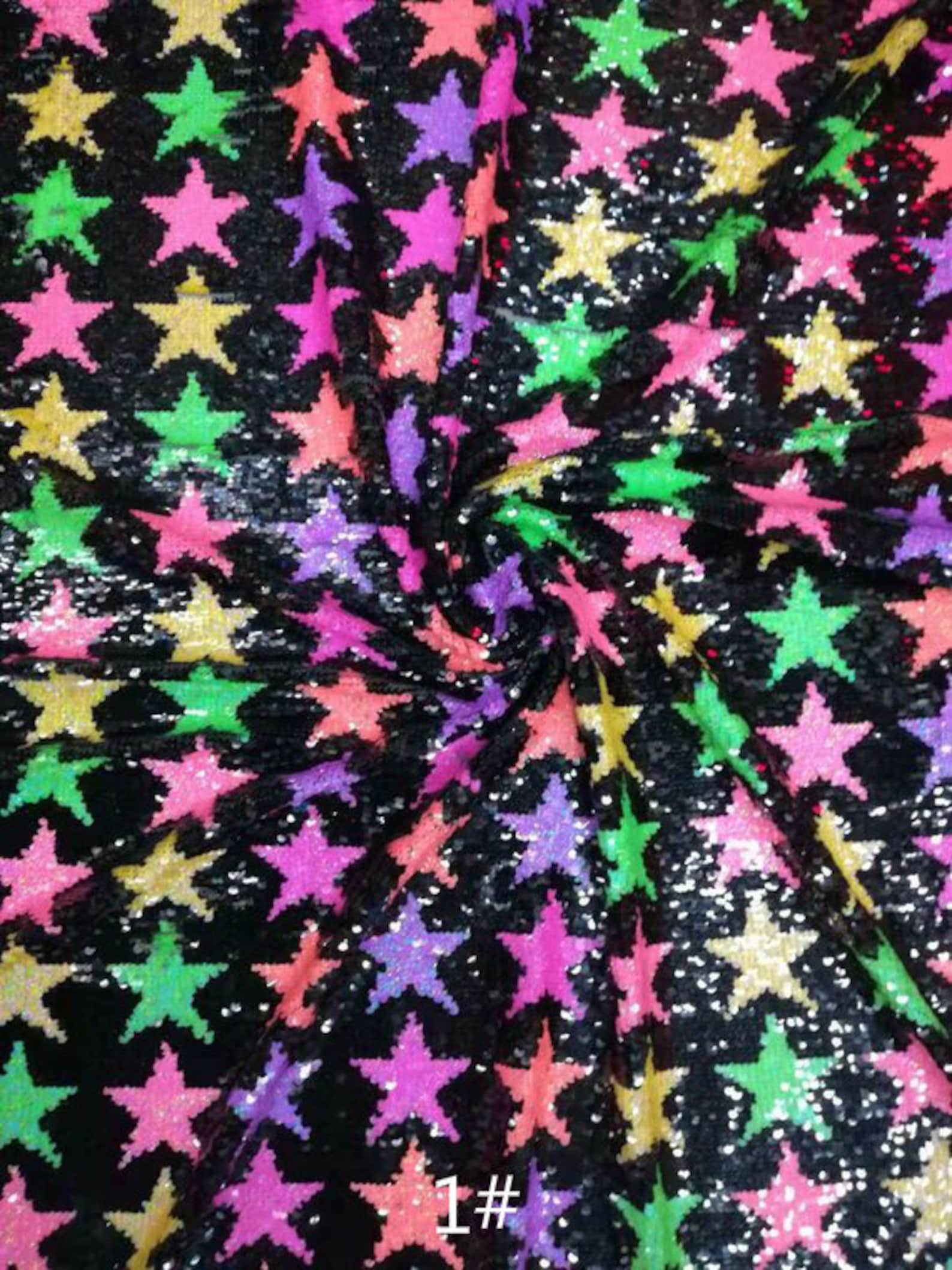 2019new 1 Yard Multicolor Stars Sequin Fabricreversible - Etsy