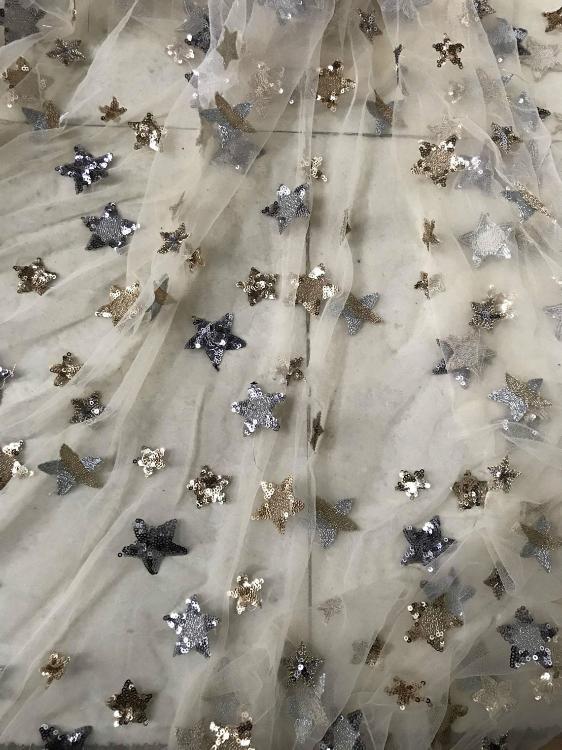 Free Shipping1 Yard Star Sequin Fabricembroidery Lace | Etsy