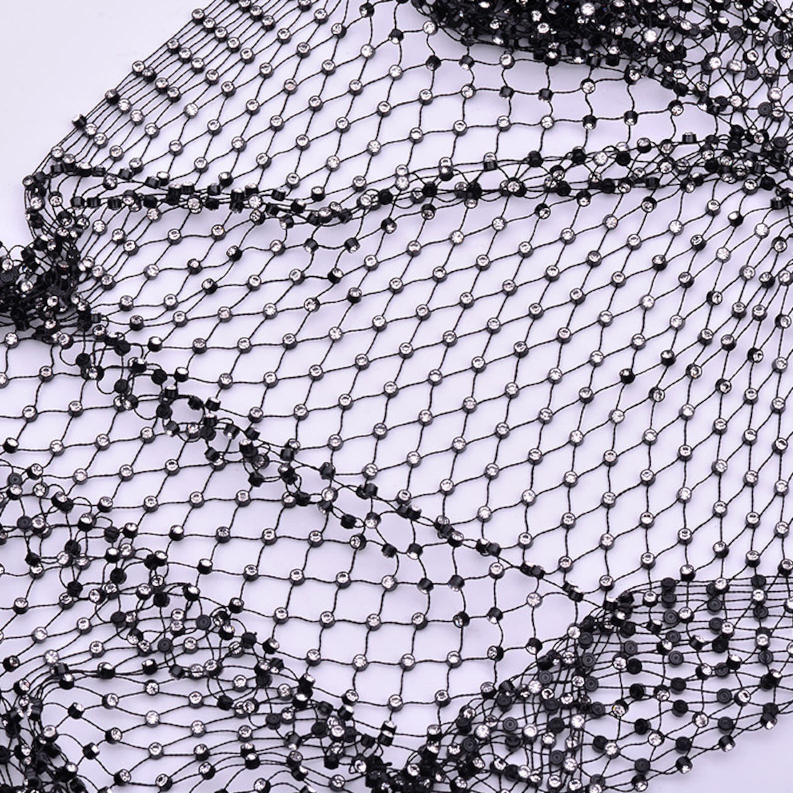 Wholesaleblack& White Rhinestone Fishnet37 Rows Elastic - Etsy