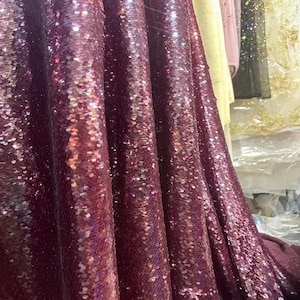 Wine Red Sequin Fabric,super Shiny Crystal Mermaid Sequin Fabric ...