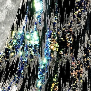 1yard Iridescent Velvet Sequin Fabric,embroidery Sequin Velvet Fabric ...