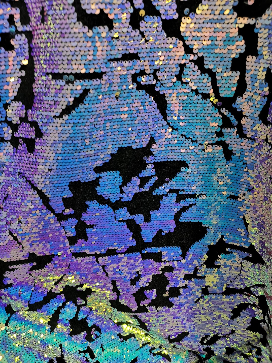 1yard Iridescent Map Pattern Mermaid Sequin Fabric,iridescent Sequin ...