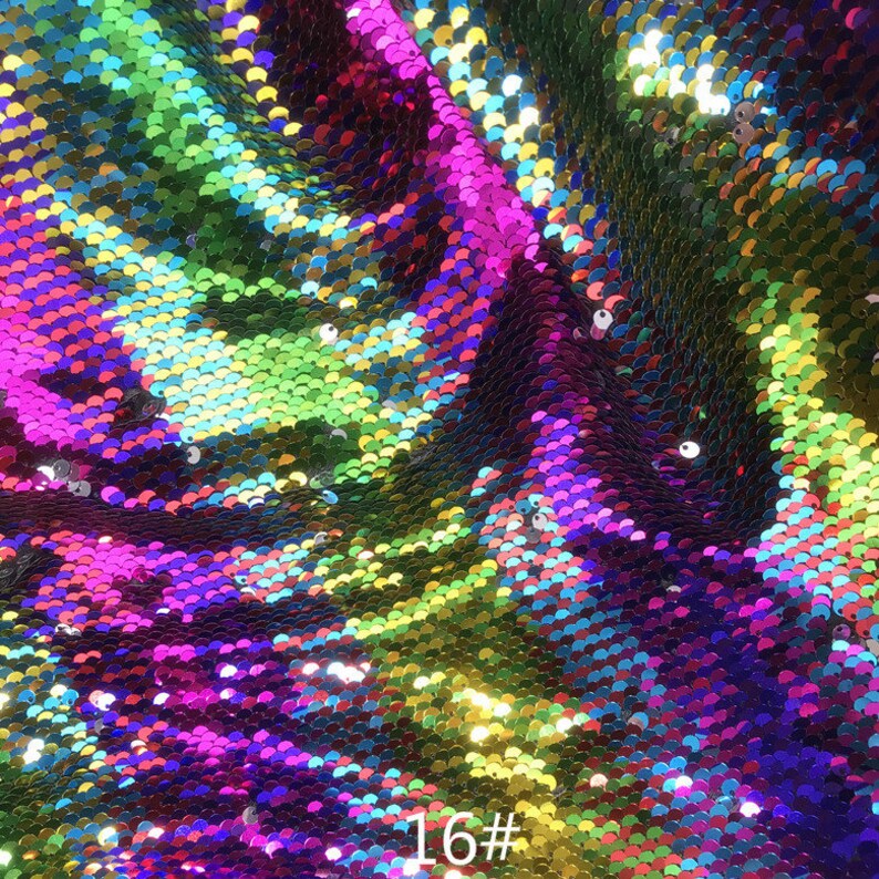 1yard Multicolor/shiny Sliver Flip up Sequin Fabricrainbow - Etsy