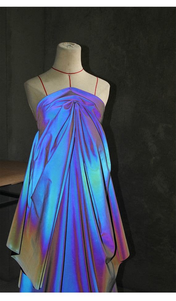 1 Yard 4-way Stretch Midnight Reflective Fabriciridescent - Etsy