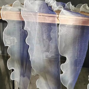 Purple Blue Sheer Pleated Ruffle,gradient Color 3D Folds Ruffle Organza ...