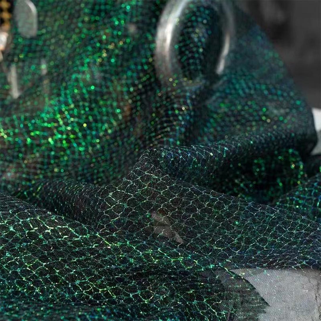 1yard Iridescent Snake Mermaid Mesh,colorful Laser Fabric,holographic ...