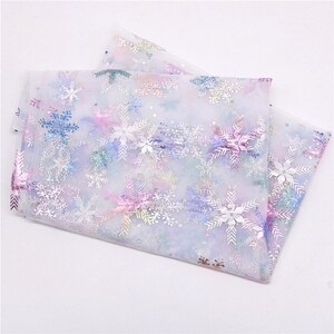 1yard Iridescent Snow Tulle Fabric,snow Print on Tulle Fabric,party ...